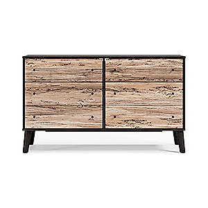 Signature Design by Ashley Piperton Contemporary Scandinavian 6 Drawer Dresser, Two-Tone Black
