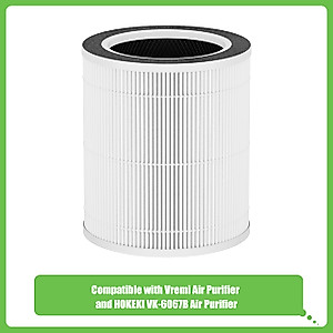 Hichoryer VK-6067B H13 True HEPA Replacement Filter, Compatible with HOKEKI VK-6067B and Vremi Air Purifier, 3-in-1 H13 Grade True HEPA and Activated Carbon Filter, 2Pack