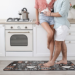 Kawani Coffee Kitchen Rugs and Mats Eat Signs Anti Fatigue Washable Door Mats for Home & Kitchen & Office Decor Cafe Memory Foam Runner Rug Non-Skid 39x20inch…