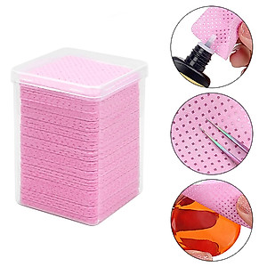 3Boxes/ 600Pcs Lint Free Nail Wipes Square Nail Art Gel Polish Remover Cotton Pad Nail Wipe Eyelash Extension Glue Wipes Removal Tool for Nail Salon and Eyelash Extension Supplies, Pink