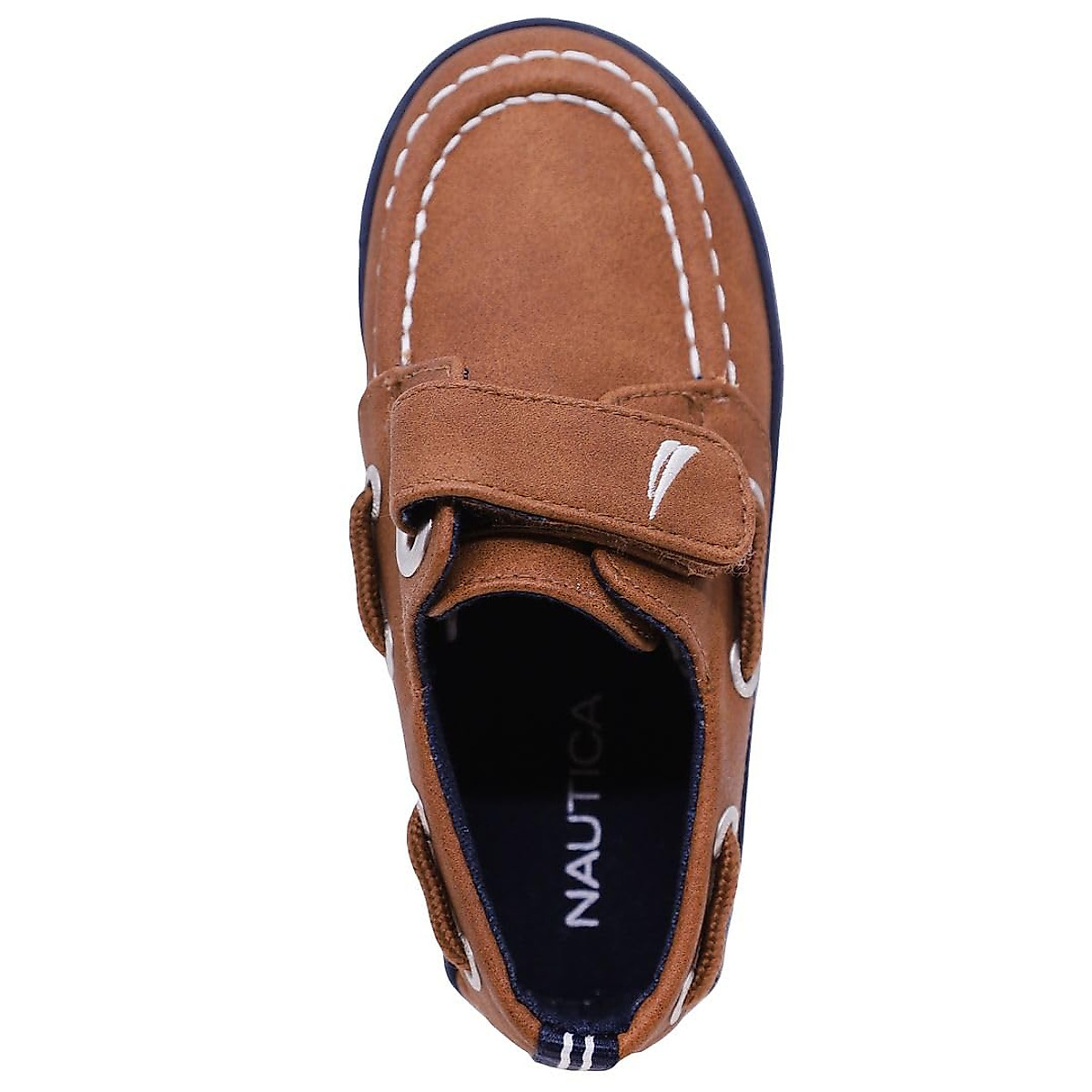 Nautica Kids Boys Loafers Casual One Strap Boat Shoes for Toddler Little Kid-Little River-Tan Pebbled Pu Size-10