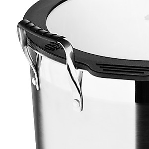 MasterPRO - Smart - Nesting Stainless Steel Collection - 3 Piece Stock Pot Set – 13.2 Quart, 7.3 Quart, 3.6 Quart - Safe for All Stove Types - Fast Heating - Tempered Glass Flat Lid