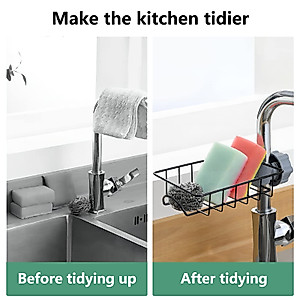 Fourmor Kitchen Faucet Sponge Holder Sink Caddy Organizer Over Faucet Hanging -Dishwashing, Brush Drying Rustproof Durable Brush Sink