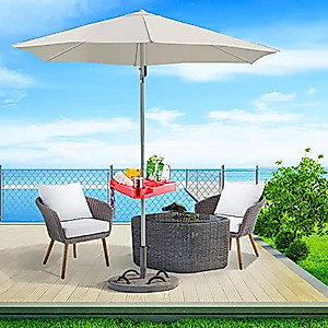 Keten 16" Beach Umbrella Table Tray with 4 Cup Holders, 4 Snack Compartments, 4 Sunglasses Holes, 4 Phone Slots, Umbrella Table for Beach, Patio, Garden, Swimming Pool