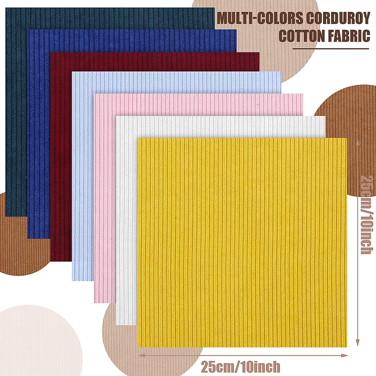 16 Pieces Wale Corduroy Fabric Solid Plain Thick DIY Sewing Crafts Materials Stretch Corduroy Fabric for Coat Shirt Dress Pants Costume Sofa DIY Sewing Craft Material