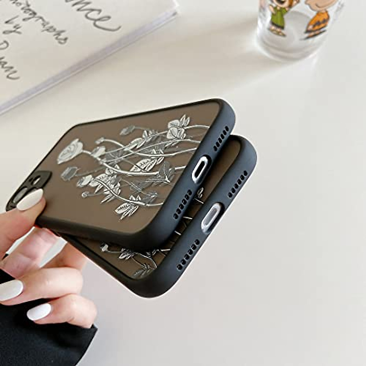 ZTOFERA Case for iPhone 11 6.1", Black Butterfly Rose Cute Girls Case Matte Floral Soft Silicone Case, Thin Slim Lightweight Protective Bumper Cover for iPhone 11 6.1"-Butterfly