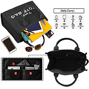 The Tote Bag for Women Crossbody Canvas Tote Bag Traveler Handbag Zipper Canvas Tote Bag A-black