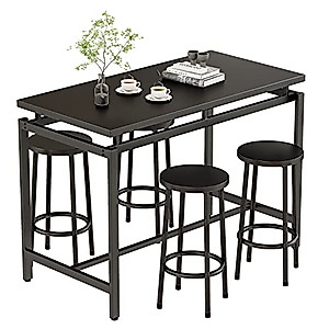 DKLGG Dining Table Set for 4/Bar Table Set, Kitchen Table with 4 Chairs for Living Room, Table and Chairs Dining Set 4 Piece Set for Bar, Pub, Apartment, Restaurant