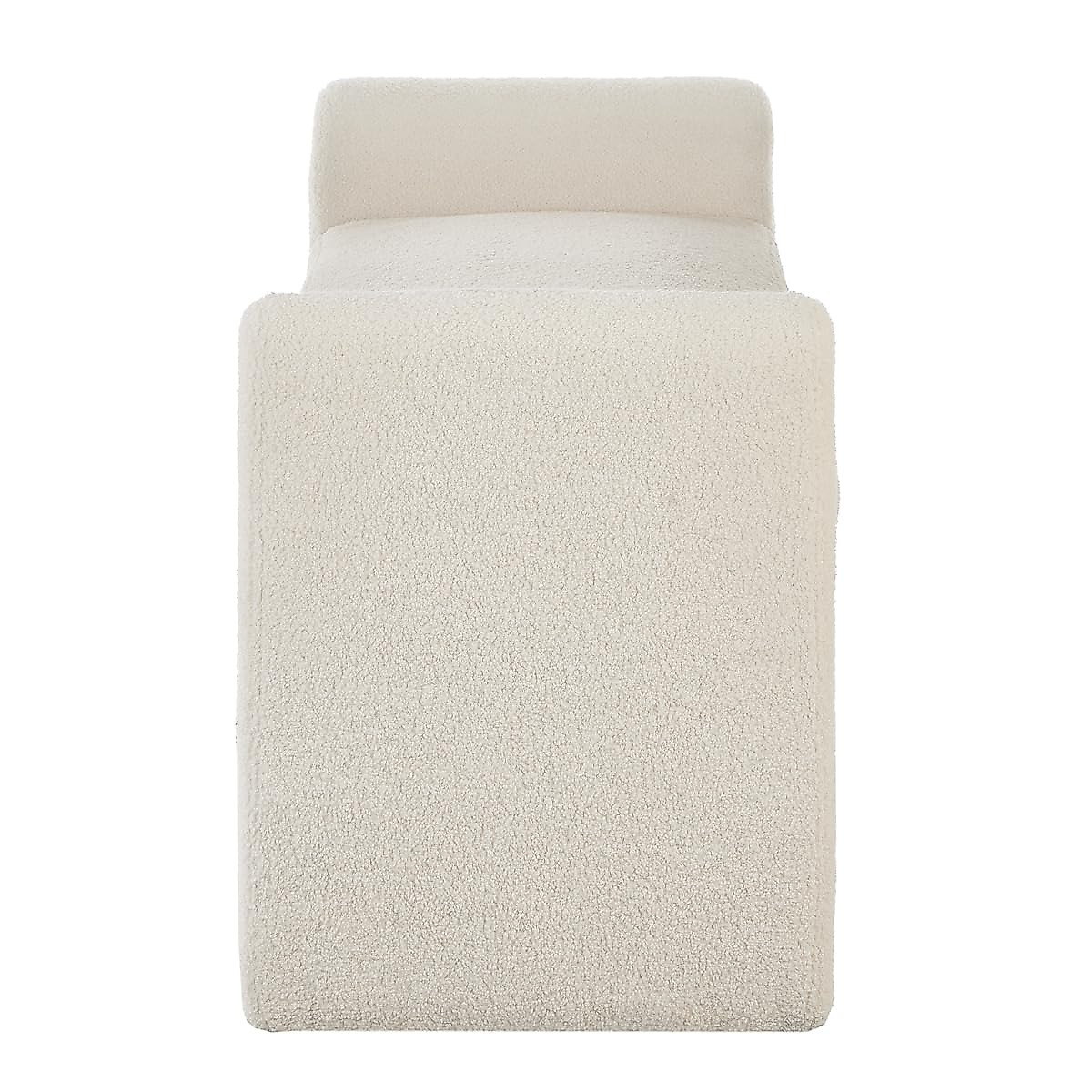 24KF Modern Boucle Teddy Lovely Bench, Upholstered Bed Bench Entryway Bench Ottoman with Armrest -Dark Gray