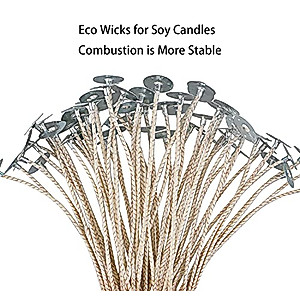 100pcs ECO Wicks for Soy Candles, 6 inch Pre-Waxed Candle Wick for Candle Making,Thick Candle Wick with Base