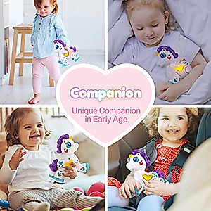 hahaland Toddler Girl Toys Unicorn Toy for 1 Year Old Girl, Musical Light up Kid Girl Interactive Travel Toys, Baby Toys 12-18 Months, 1+ Year Old Girl Birthday Gifts