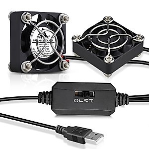 GDSTIME 2-Pack Quiet 40mm USB Fans with 3 Speed Control, Mini 5V DC Brushless Computer Case Fan for VR Gear Raspberry Pi Cosplay Helmet Mini PC Aquarium Roku Router Cooling Ventilation