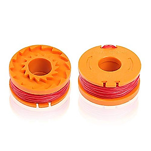 THTEN WA0010 Edger Spools Replacement for Worx WG180 WG163 Weed Wacker Eater String with WA6531 GT Spool Cover 50006531 String Trimmer Refills 10ft 0.065"(6 Spool, 2 Cap)