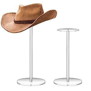 DIFENLUN 2 sets of acrylic hat stand wig display stand (13.8 "+11.8")/ Clear acrylic hat stand and wig display Hat stand Display hat stand/Round barbell base display wig display