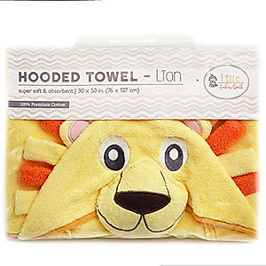 Little Tinkers World Premium Hooded Towel for Kids | Lion Design | Ultra Soft and Extra Large | 100% Cotton Bath Towel with Hood for Girls or Boys