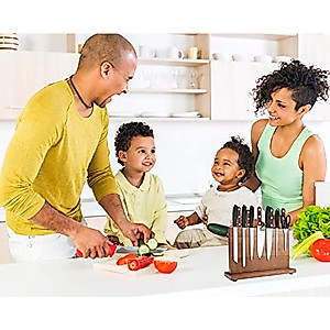 Knife Block,magnetic knife holder stand for kitchen counter,Knife Storage rack shelves, Rubber Wood Knife storage Organizer with Double Sided Magnetic,Knife Display Stand,without knives(12 * 7“)