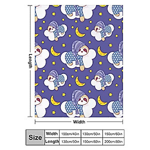 Sloth Throw Blanket- Warm Fuzzy Cozy Sloth Fleece Blanket Soft Lightweight Sloth Blanket for Office Travel Camping Sloth Gift for Women Men Kids…
