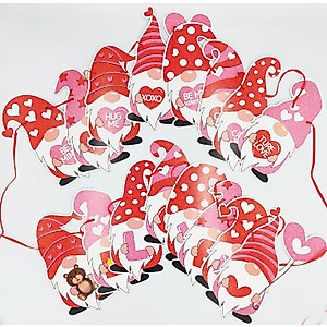 PTFNY 2 Pieces Valentines Gnomes Garland Banner Valentine's Day Gnomes Decorations Banners for Valentines Day Indoor Outdoor Bridal Shower Anniversary Wedding Party Decorations