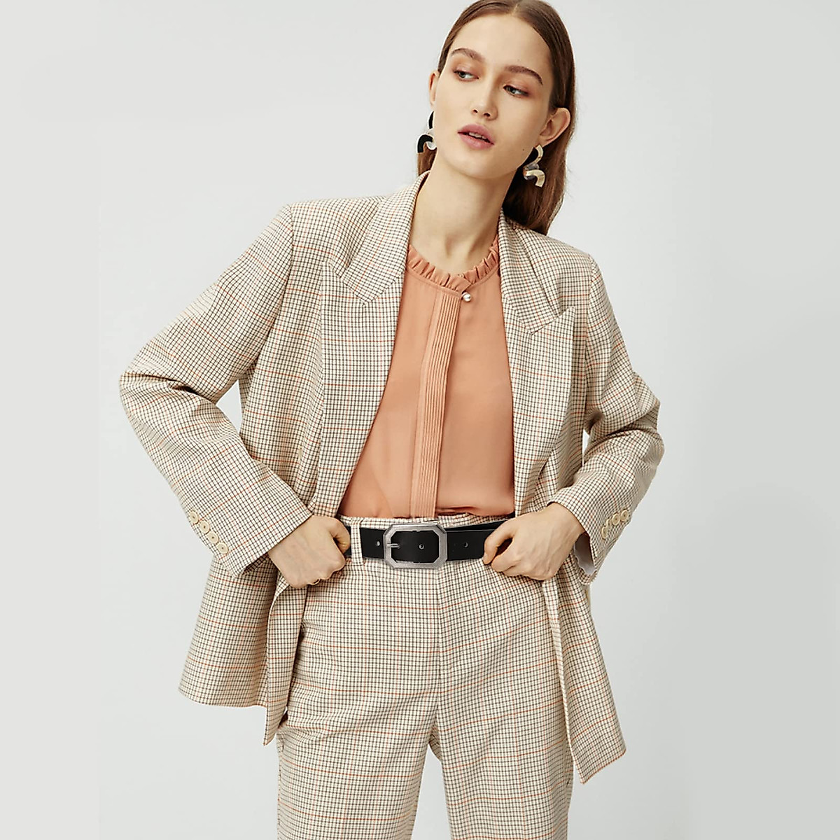 Ssumday Womens Girl Female Ladies Reversible Faux Leather Black Coffee Belts for Jeans Pants with Vintage Silver Buckle and Plus Size(1-L)