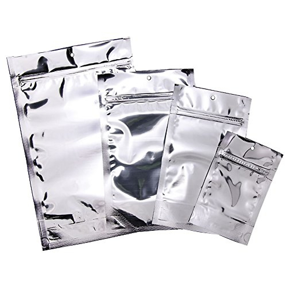 PackFreshUSA: Silver Metalized Stand Up Pouch Bags - Professional Flexible Packaging - Resealable - Seal-Top - Heat-Sealable - Hang Hole - Tear Notch - Small 4 x 6 x 2.5 in - 100 Pack