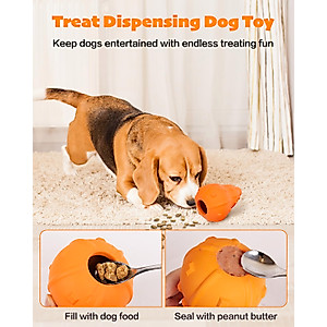 SCHITEC Treat Dispensing Dog Toy, Interactive Puzzle Feeder Fillable Enrichment Toys, Tough Rubber Puppy Chew Toy for Small Medium Dogs