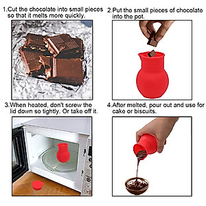 3 Pcs Chocolate Melting Pot, Silicone Chocolate Melter in Microwave for Butter, Cheese, Candy, Sauce and Caramel, Melting Chocolate for Molds