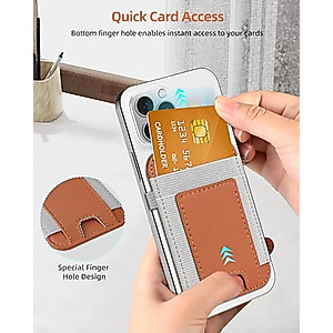 ExtreLife For Magsafe Wallet, Strong Magnetic Wallet for iPhone 15/14/13/12 Series, Magnetic Card Holder Wallet for iPhone Wallet Magsafe with 2 Card Slots, Vegan Leather, Hold 7 Cards, Slim, Brown