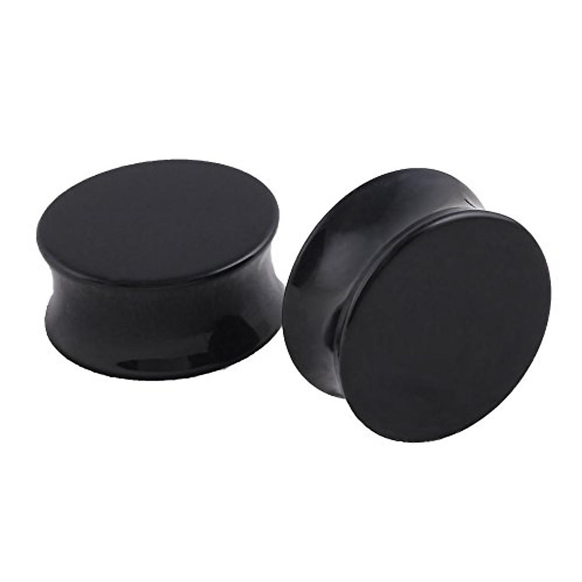 HQLA 1 Pair Natural Obsidian Stone Double Flared Flesh Tunnels Ear Plugs Gauges Stretcher Expander (1"(25mm))