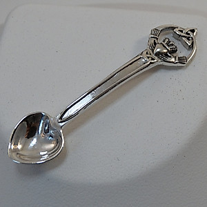 Sterling Silver Irish Claddagh Salt Spoon or Mustard Spoon, Celtic Trinity Knot