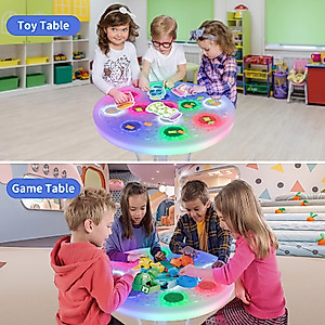 HvaJvny Kids Light Table, Touch Sensitive Light Up Table, Rechargeable Kids Sensory Play Table, Light Sensory Table for Boys Girls