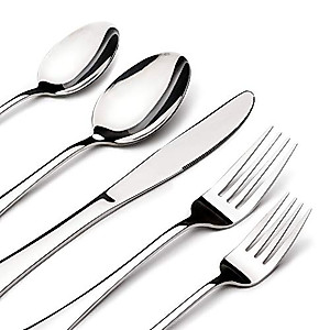 Acnusik Stainless Steel Flatware Service for 8, Utensils Cutlery Including Knife 40-Piece Silverware Set, Silver