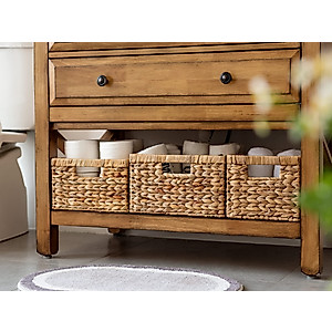 StorageWorks Wicker Storage Basket, Wicker Toilet Basket Tank Topper, Toilet Paper Basket for Back of Toilet Tank Top