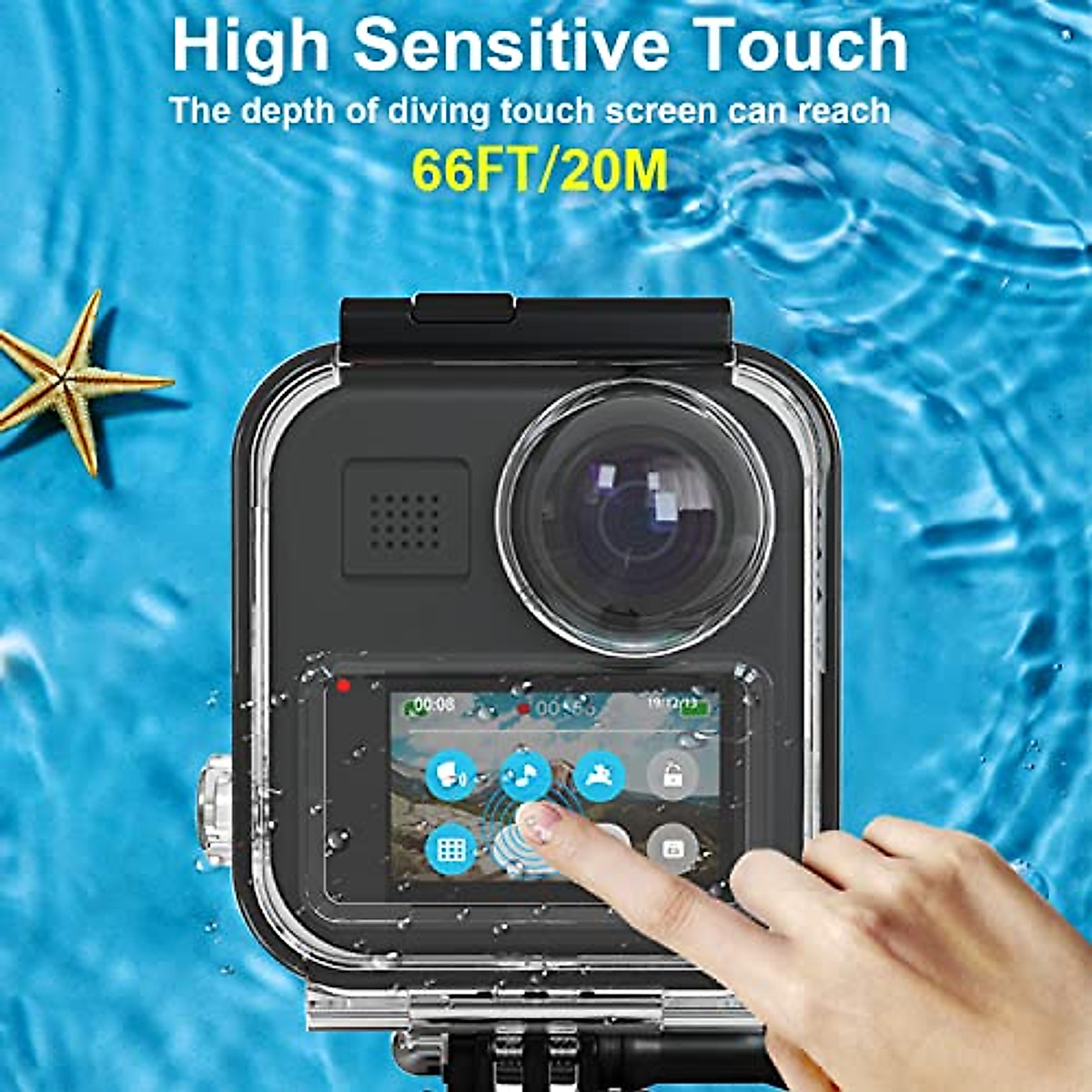 FitStill Compatible Underwater Diving Waterproof Case Protective Shell 45M/147FT with Touchscreen Bracket Accessories for Go Pro Max Action Camera