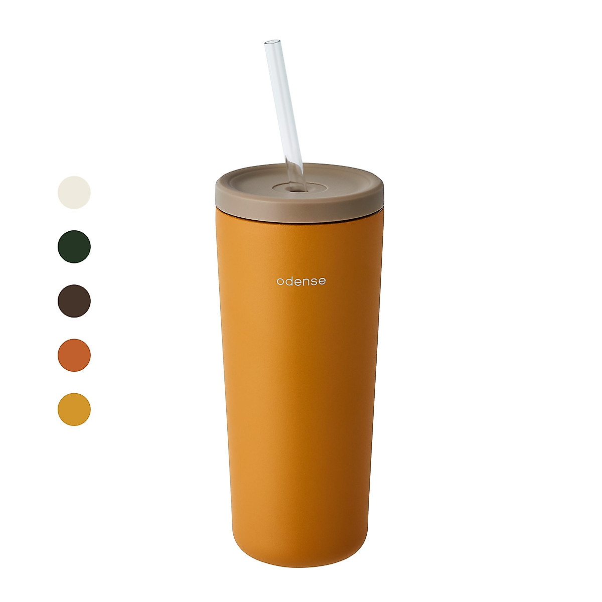 Odense Legodt Straw Tumbler 24oz - Double Stainless Vacuum Insulated Tumbler with Lid & Straw - Travel Mug, Water Bottle for Iced Coffee & Iced Tea, Cold Drinks, Dishwasher Safe(Tangerine Yellow)