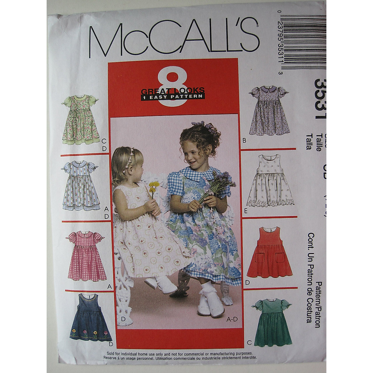 McCall's Pattern 3531 Toddler Dresses and Pinafore Sizes 1-2-3