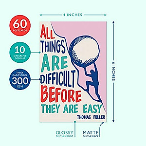 Sweetzer & Orange Motivational Postcards Pack (60 Post Cards) 4x6 Postcards for Kids and Adults. Growth Mindset Affirmation Cards, Mindfulness Cards, Inspiration Cards and Blank Encouragement Cards