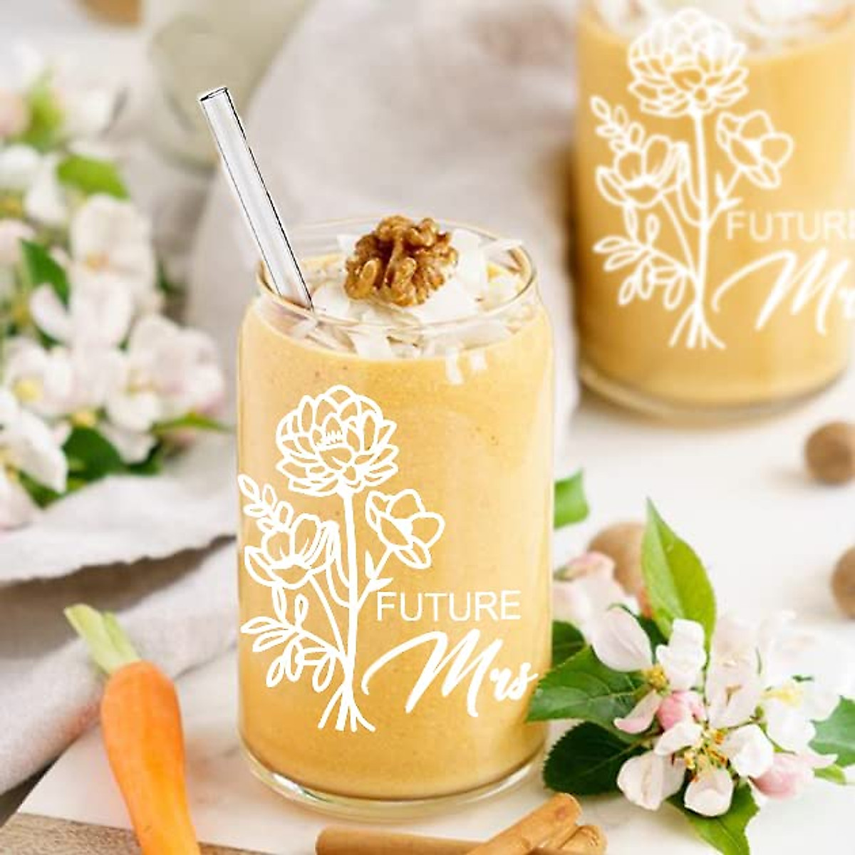 AYERMOYO Bride to Be Gifts-Bridal Shower Gifts-Engagement Gift-Engagement Gifts for Women-Engaged Gifts for Her- Bride Gifts-16 OZ Future Mrs Can Glass