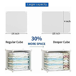 Aeitc 42 Inch Portable Wardrobe Closets Bedroom Armoire, Clothes Storage Organizer with Doors, 12 Cubes, White