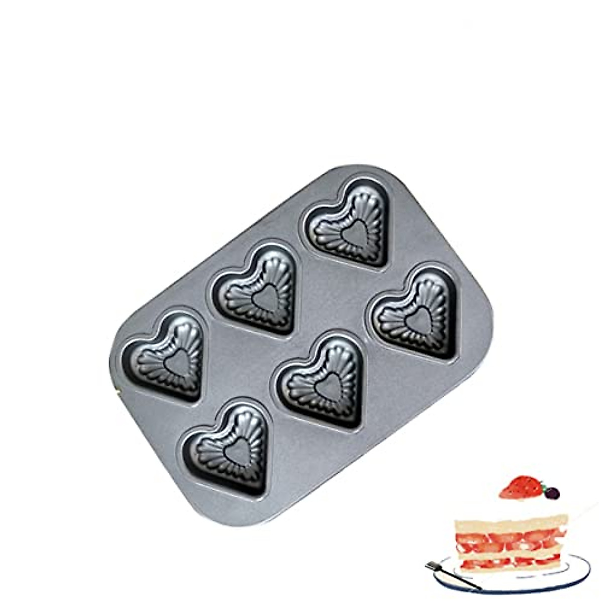 BESTonZON 3pcs 6 Heart Shaped Cake Pan Mini Muffins Mini Paper Cups Heart Pastry Heart Shaped Cupcake Pan Heart Cupcake Tray Baking Tray Baking Tools Cupcake Maker Bakeware Halloween