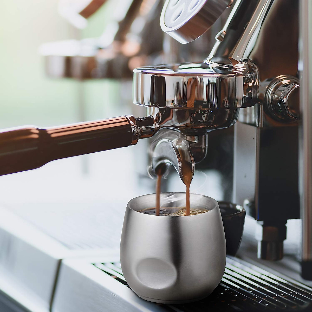 Kitchenexus Small Stainless Steel Espresso Cups 2pcs Set, 4oz Double Wall Insulated Unbreakable Stemless Tumbler Small Cup for Outdoor Events Picnics Party