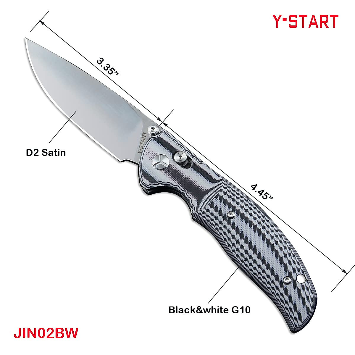 Y-START JIN02 Axis Outdoor Pocket Knife D2 Steel Blade Satin G10 Handle (Gray)