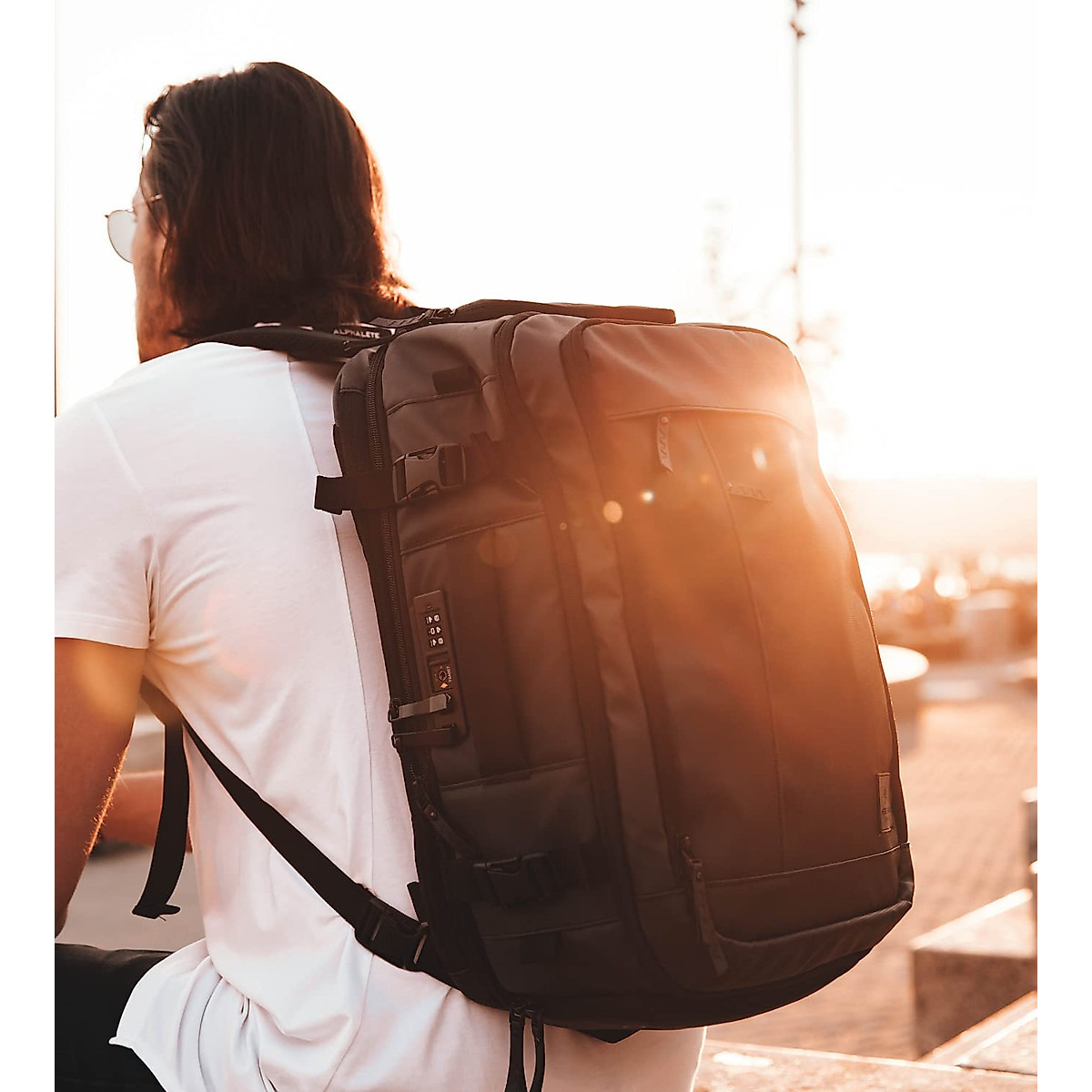 Here & Now Supply Travel Laptop Backpack for Men & Women | Casual Large Water Resistant Anti-Theft Hiking Backpack suited for Outdoors and Indoor use with Duffle Bag Strap | Black (Onyx)