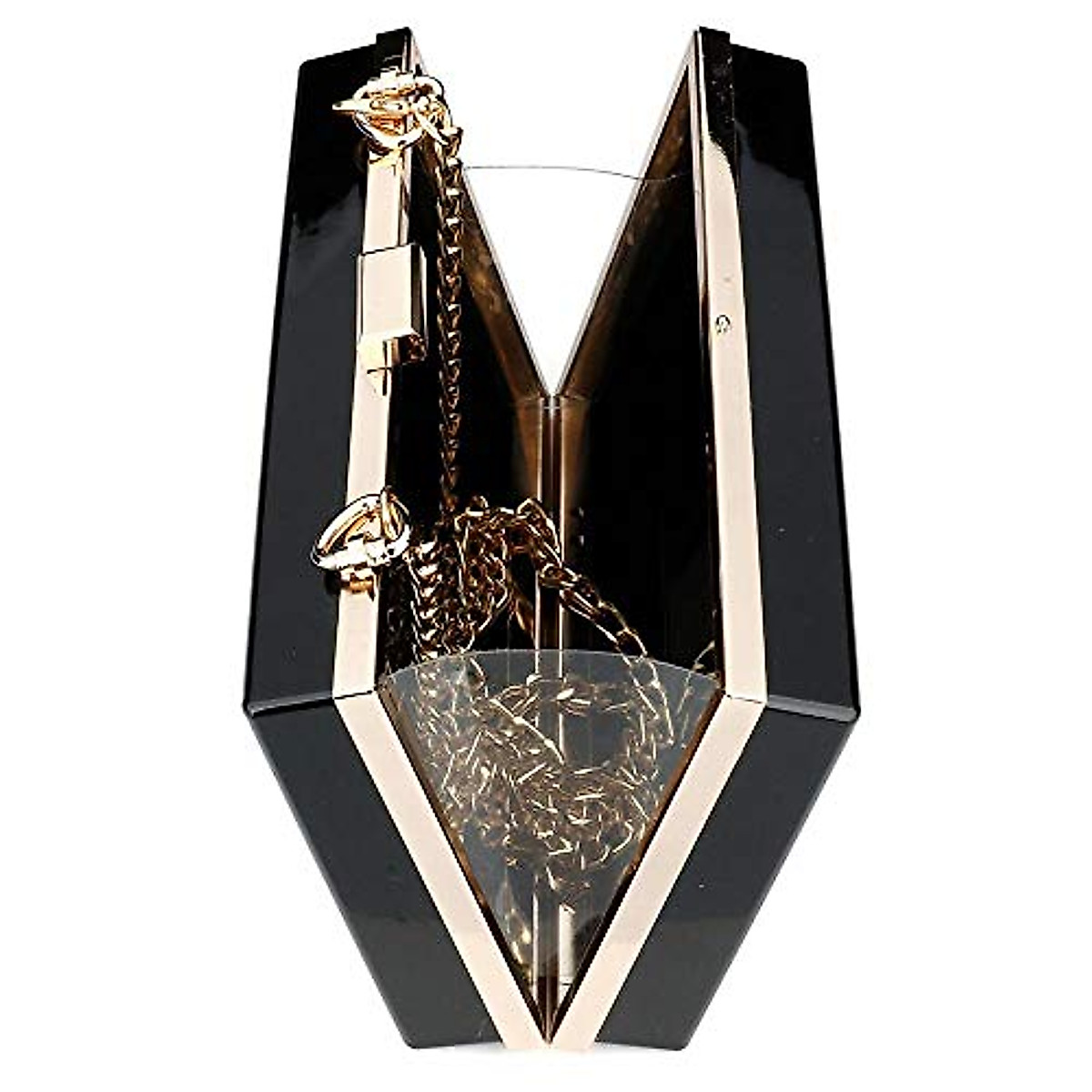 Women Cute Clear Acrylic Box Clutch Bag Transparent Approved Crossbody Purse Evening Bag Shoulder Clutch (Black)