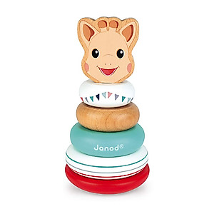 Janod Sophie La Girafe 6 pc Wooden Stackable Roly-Poly Toy - Ages 12+ Months - J09501