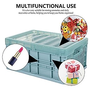 ULTECHNOVO Cubby Storage Organizer Foldable Storage Box with Lid- Large Box Organizer Stackable Cube Folding Crate for Home Office Clear Container