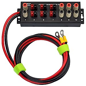 Wired Banana Jack and Power Pole 10 Outlet DC Power Distribution Strip Box