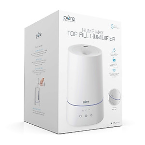 Pure Enrichment® HUME™ Max - Easy Top Fill Ultrasonic Cool Mist Humidifier, 3.7 L (1 Gallon) Tank, 3 Mist Settings + Auto Shut-Off Timer - Ideal for Large Bedrooms, Baby Nurseries and Offices (White)