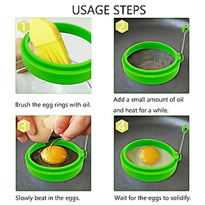 YOLCAR Egg Ring Set, Silicone Egg Ring Molds, Fried Egg Rings and Non-stick Egg Cooker Ring, Multicolor, 4Pack