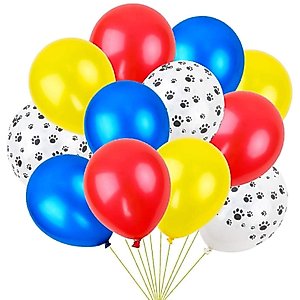 Holicolor 100pcs Paw Patrol Balloons Colorful Latex 12inches with Dog Paw Print Balloons for Birthday Paw Patrol Theme Decorations