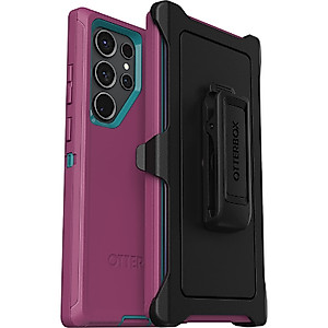OtterBox Galaxy S23 Ultra Defender Series Case - Canyon Sun (Pink), Rugged & Durable, with Port Protection, Includes Holster Clip Kickstand